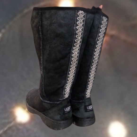 UGG | Shoes | Ugg Ultimate Tall Braid Black Boots Euc 534 | Poshmark
